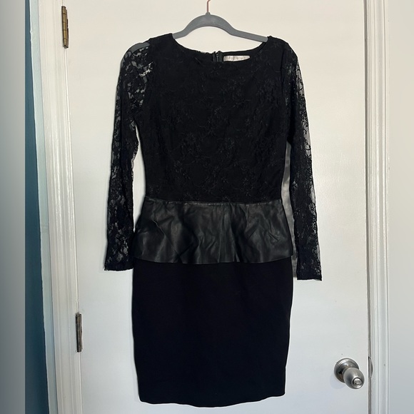 Boston Proper | Dresses | Boston Proper Black Lace And Faux Leather ...